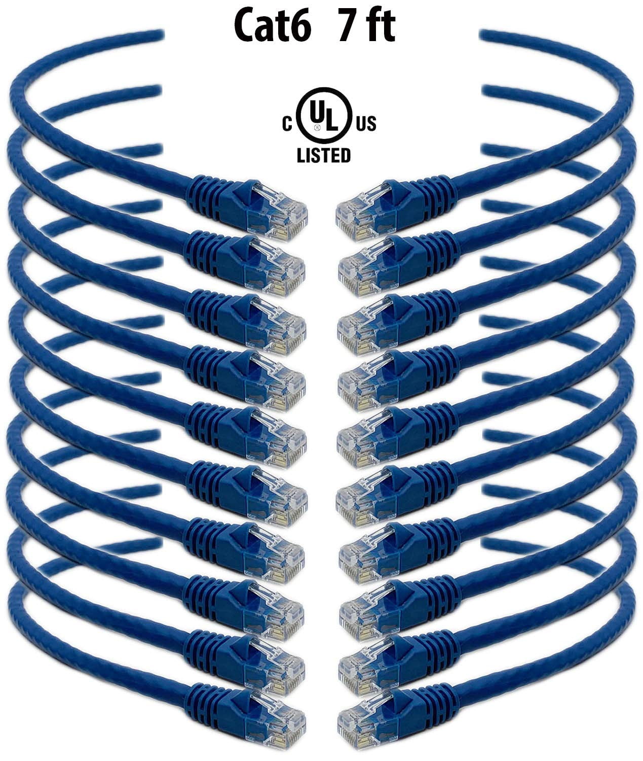 iMBAPrice Blue 7 feet Molded UTP Cat6 Ethernet Network Patch Cable RJ45 ...