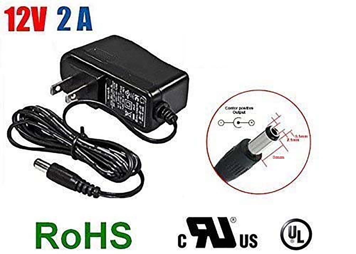 iMBAPrice CCTV Power Adapter DC 12V 2A, 5.5mm - 2.1mm Surveillance ...