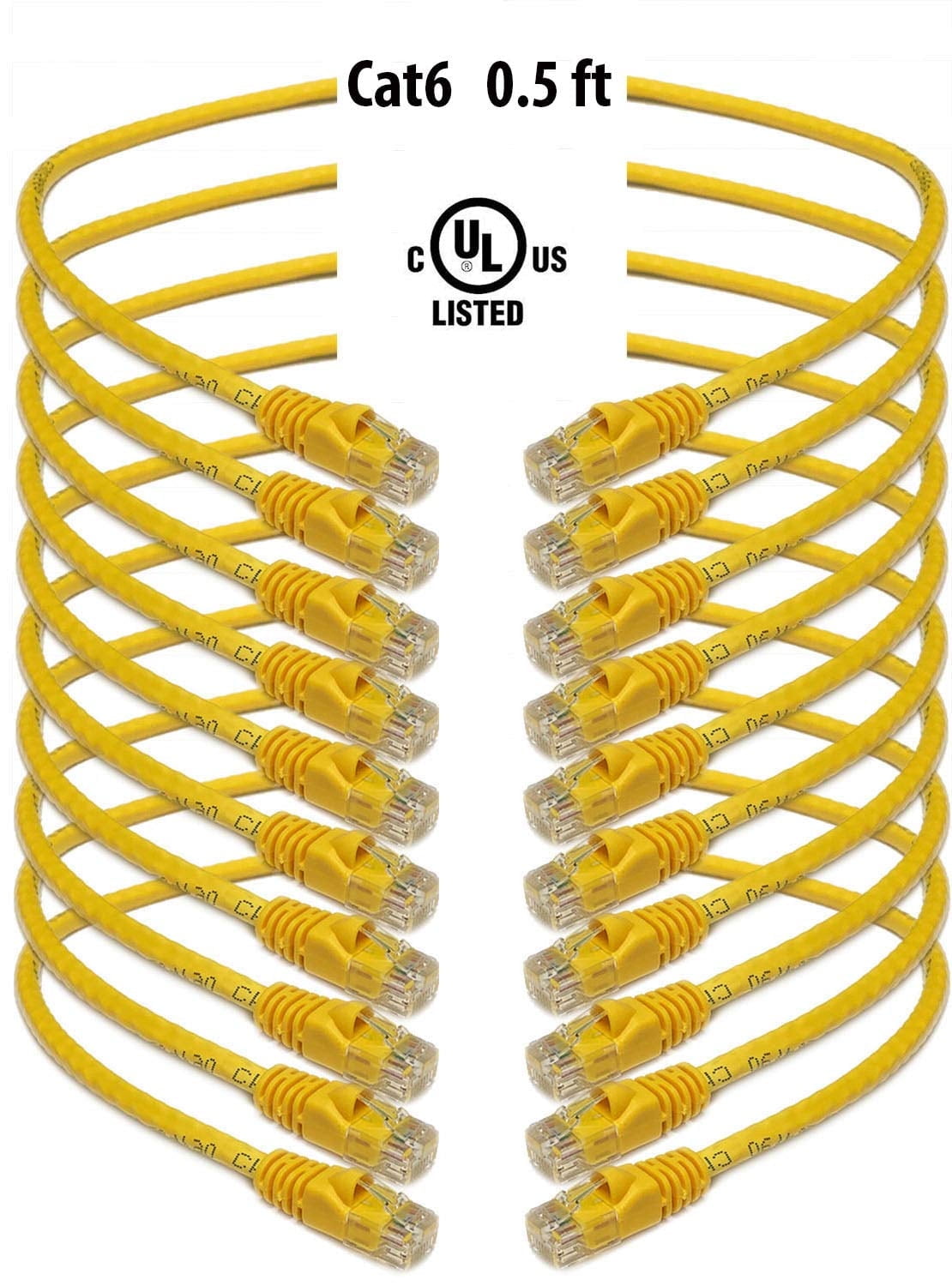 iMBAPrice Cat6 RJ45 Snagless Ethernet Patch Cable, 0.5 feet, 6 inches ...