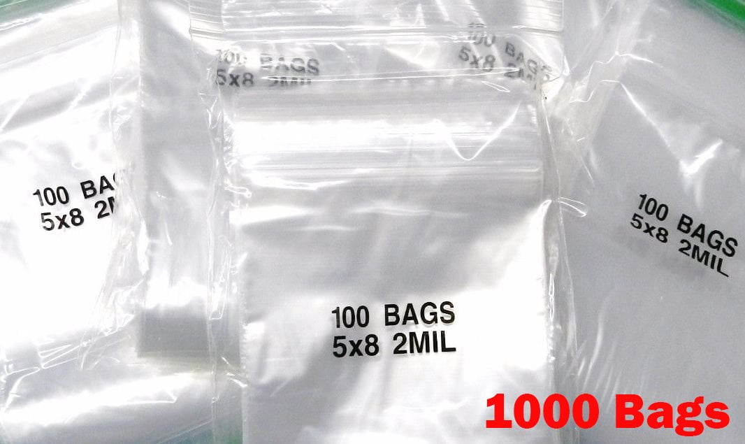 iMBAPrice 5x8 inches Clear Reclosable Poly Bags, Total 1000 Bags ...