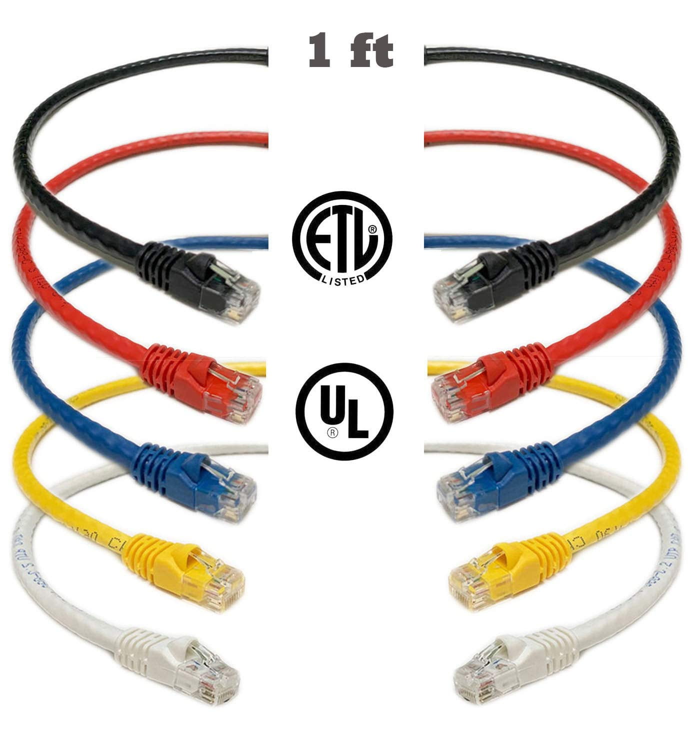 iMBAPrice Mixed Colors 1 feet RJ45 Cat6 Ethernet Patch Cable - Red ...