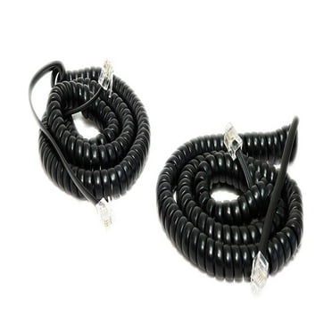 Coiled Phone Cord, Plug/plug, 25 Ft., Black | Bundle of 5 Each ...