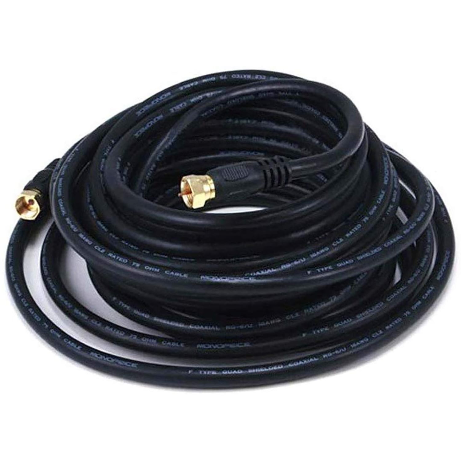 iMBAPrice 25ft Black RG6 Coaxial Cable, F-Type Connectors, Weatherproof ...