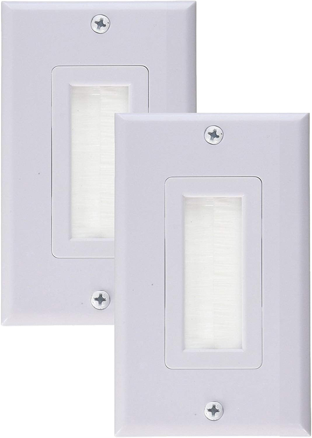 iMBAPrice White Wall Plate, Single Gang Port Brush Bristles 2-Pack ...