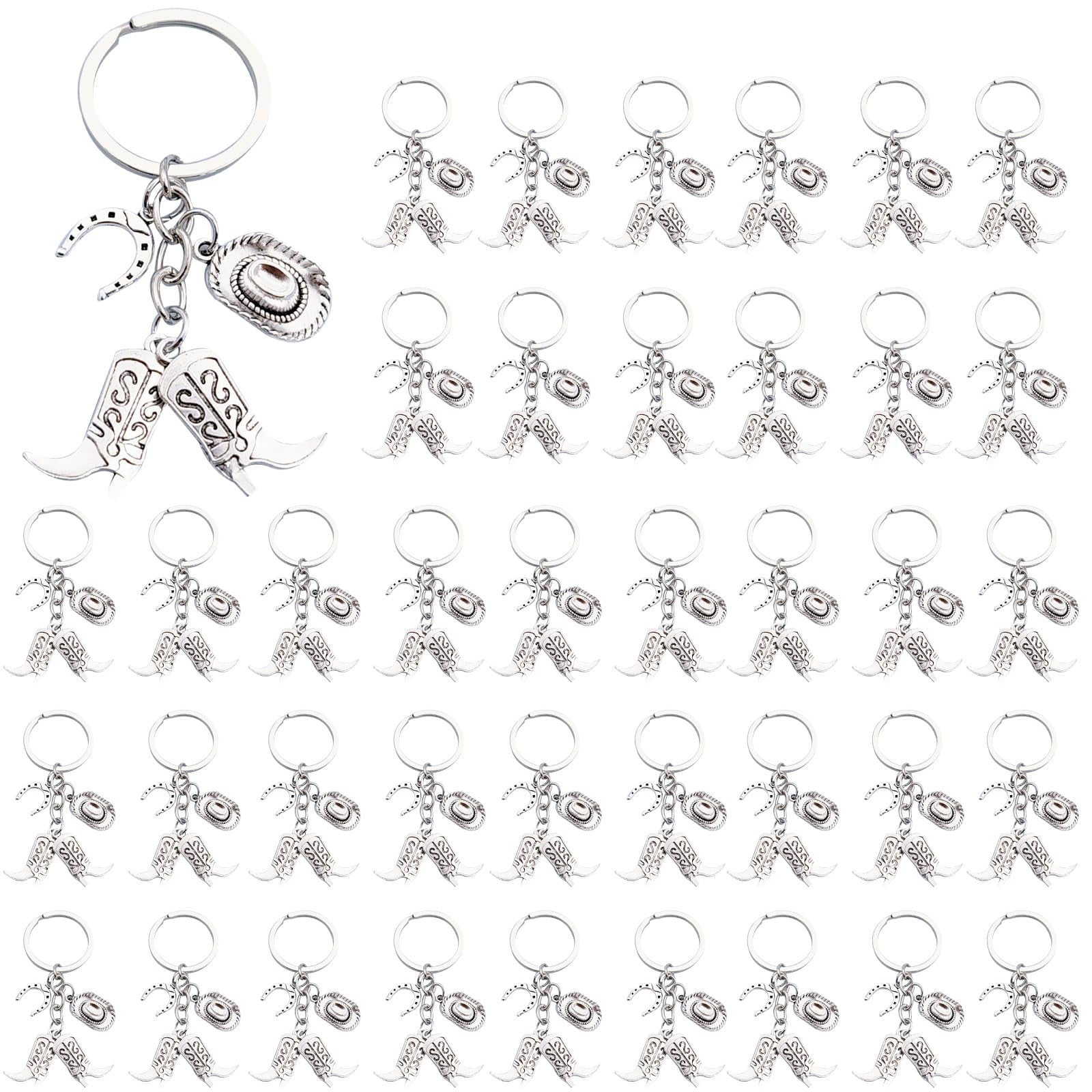 iMagitek 40 Pcs Western IFF17 Cowboy Keychains Western Party Favors Hat ...