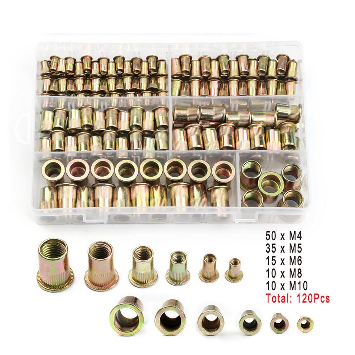 iMeshbean 120 Nuts For Rivet Gun Kit Rivnut Thread Setting Tool Nut ...