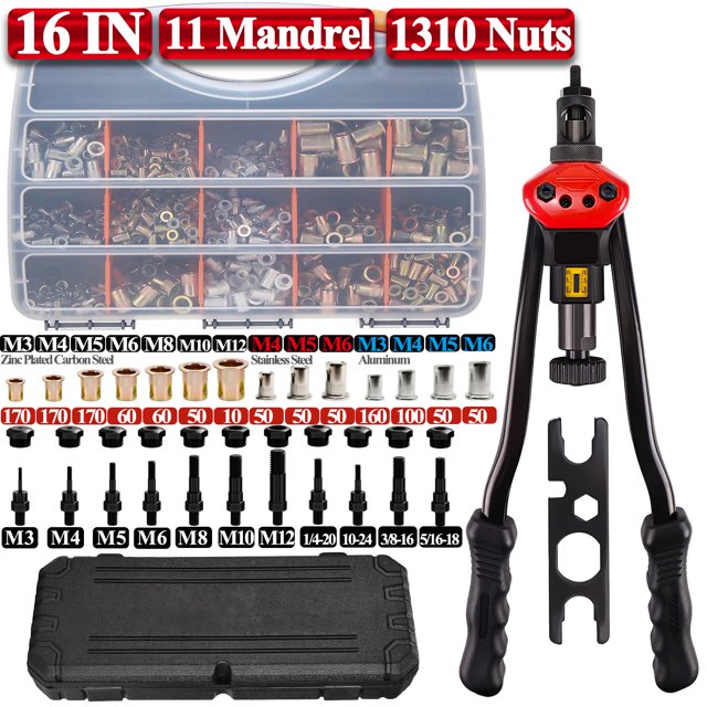 iMeshbean 16" Rivet Gun Kit Auto Pumping Rod Riveter Thread Setting ...