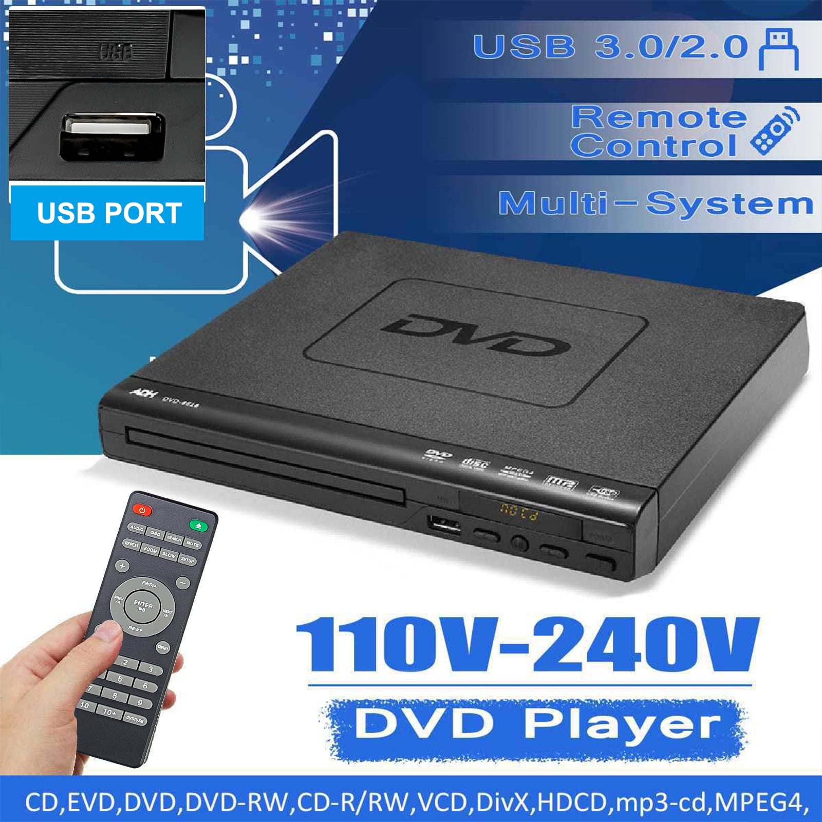 iMeshbean 2024 DVD Player 1080P HD DVD CD Disc Player HDMI/AV Output ...