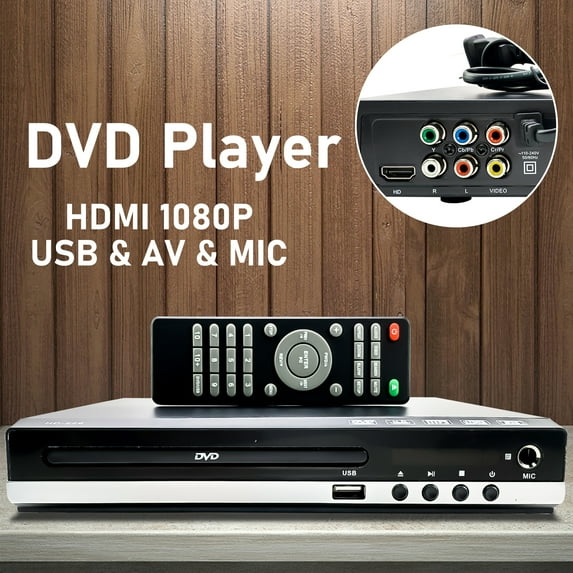 iMeshbean 2024 DVD Player 1080P HD DVD CD Disc Player HDMI/AV Output ...