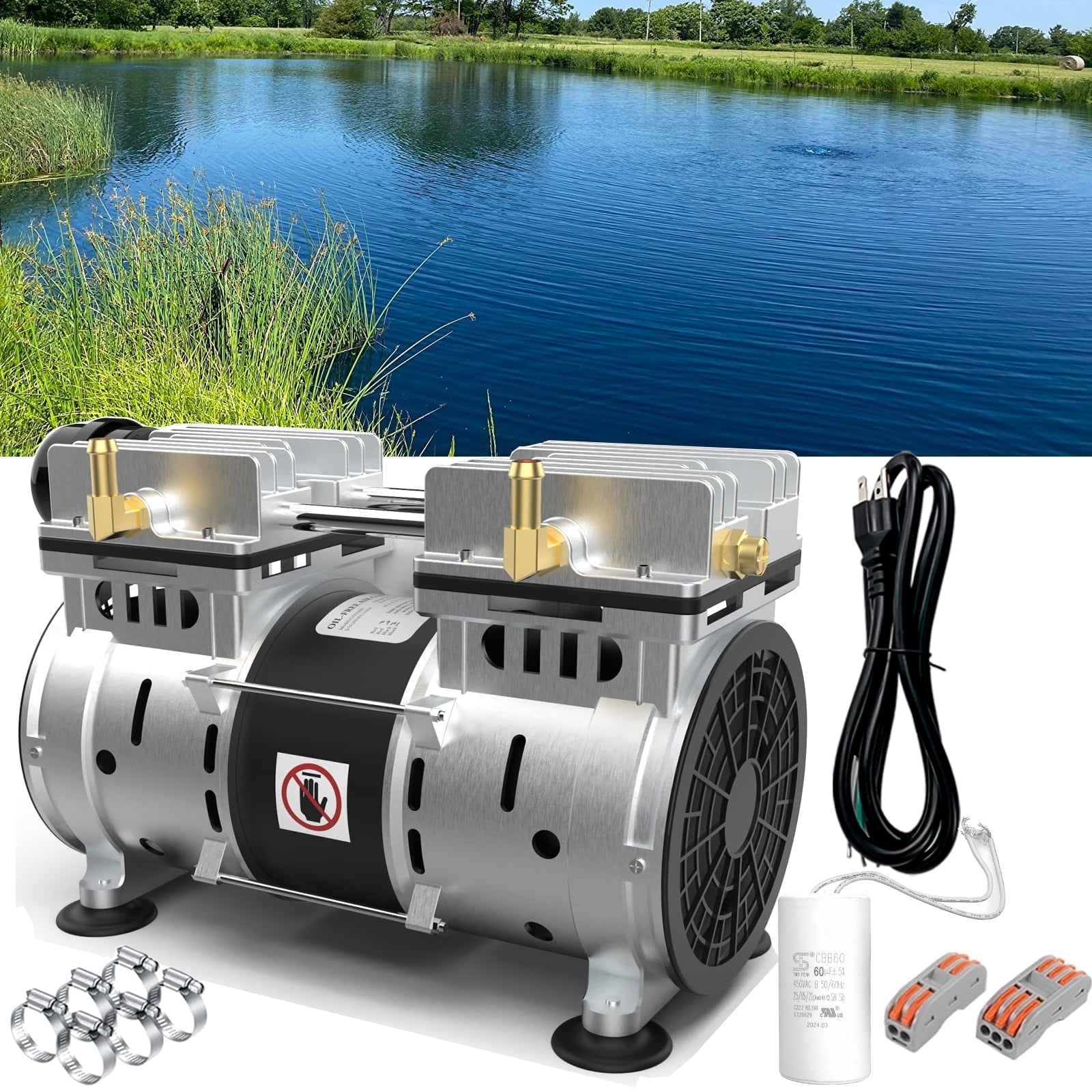 iMeshbean 3/4HP Pond Aerator Pump, 5.76CFM Lake Pond Aerator Pump ...
