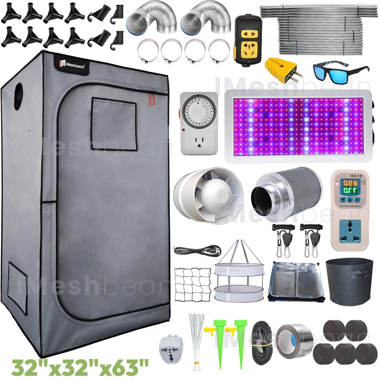 iMeshbean 32" x 32" x 63" Complete Grow Tent Kit, Automatic Plant ...