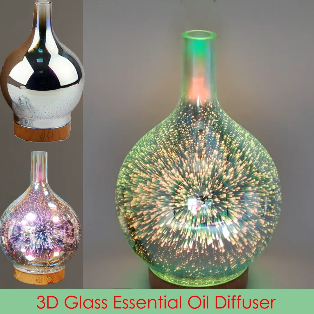 iMeshbean 3D Glass Essential Oil Diffuser Firework Colorful LED ...