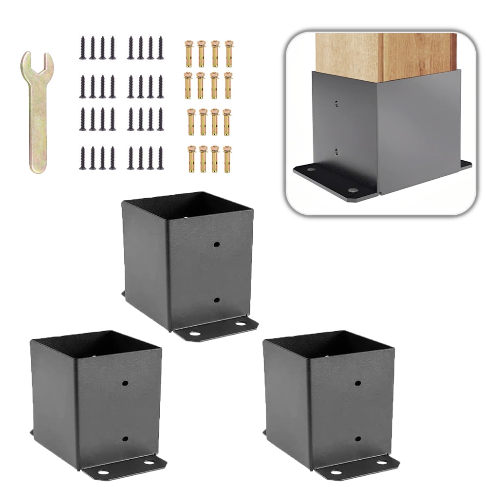 iMeshbean 4 x 4 Post Base 3 PCS, Deck Post Base 3.6 x 3.6 inch, Post ...