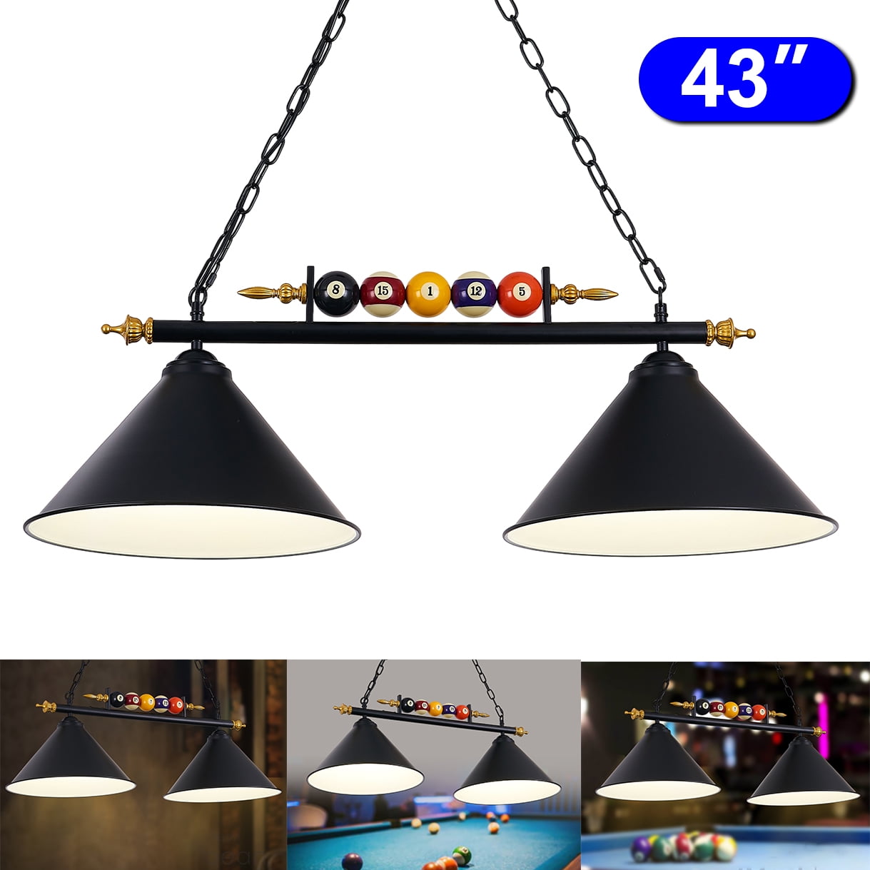 iMeshbean 43" Hanging Pool Table Lights Billiard Pool Table Lighting ...