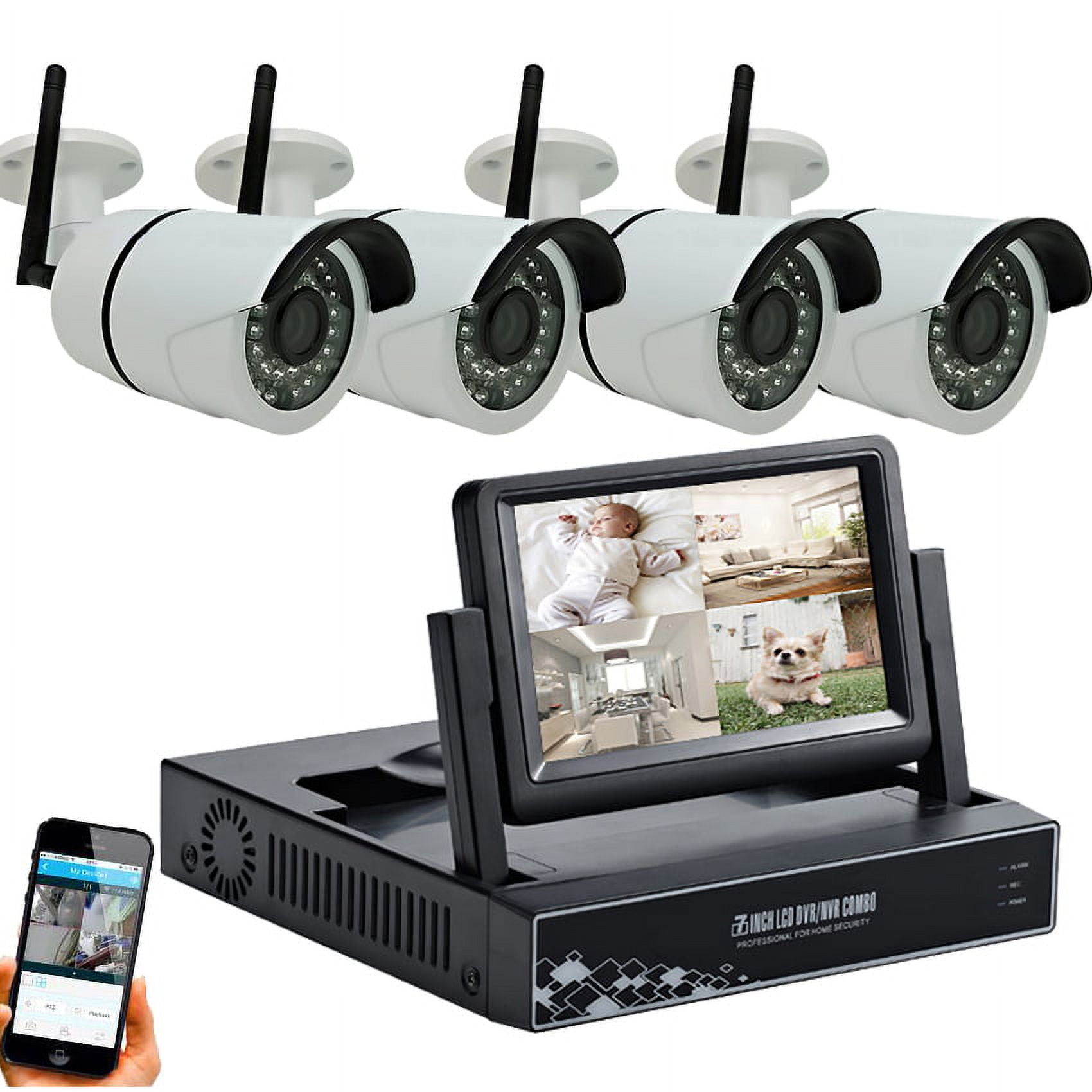 iMeshbean 4CH NVR WiFi 7" LCD Monitor 720P Wireless Home Security CCTV ...