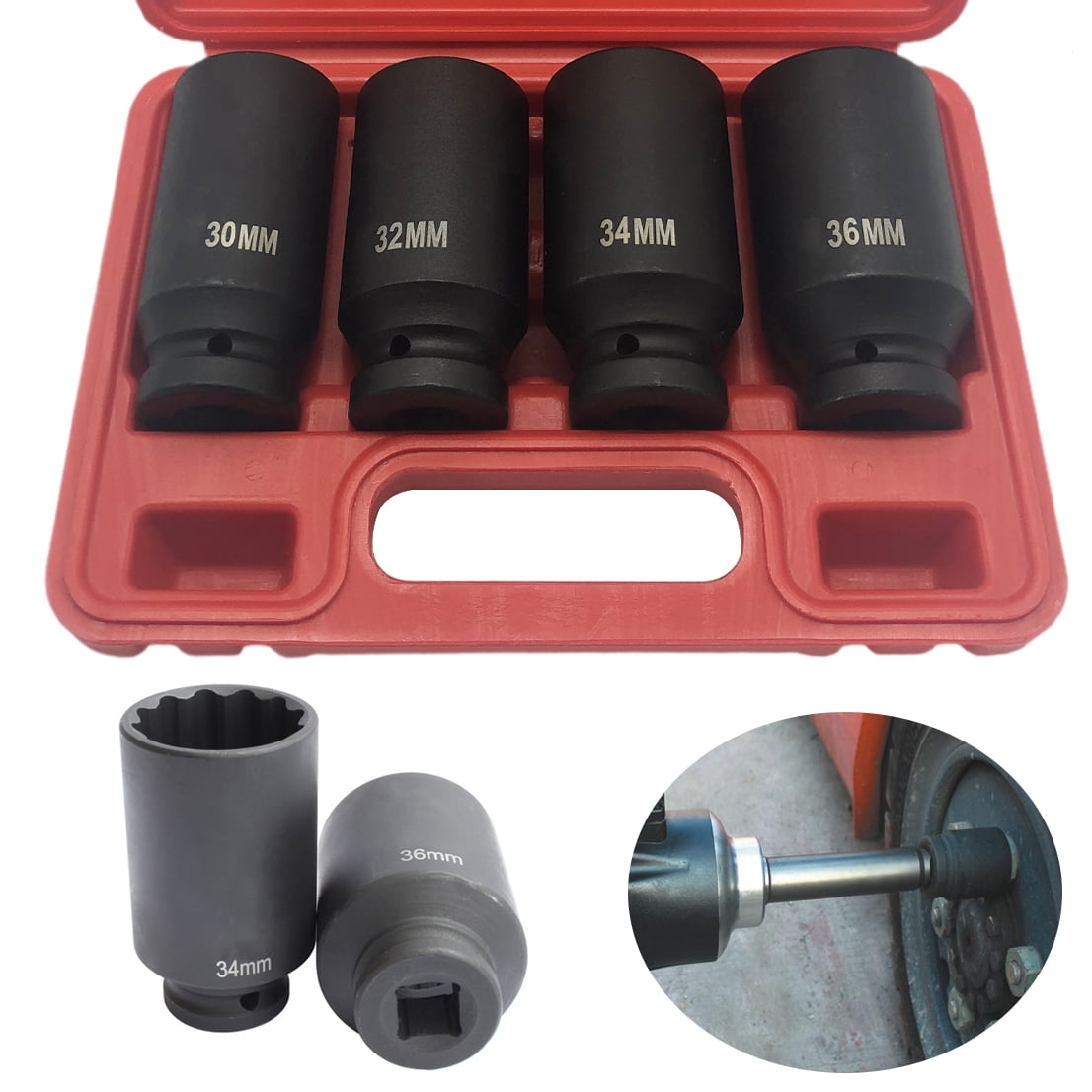 iMeshbean 4pcs Deep Impact Socket Set 1/2" Drive Metric 30,32,34,36mm ...