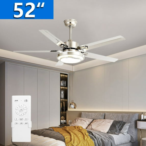iMeshbean 52" LED Invisible Ceiling Fan Light, Retractable Lamp with ...