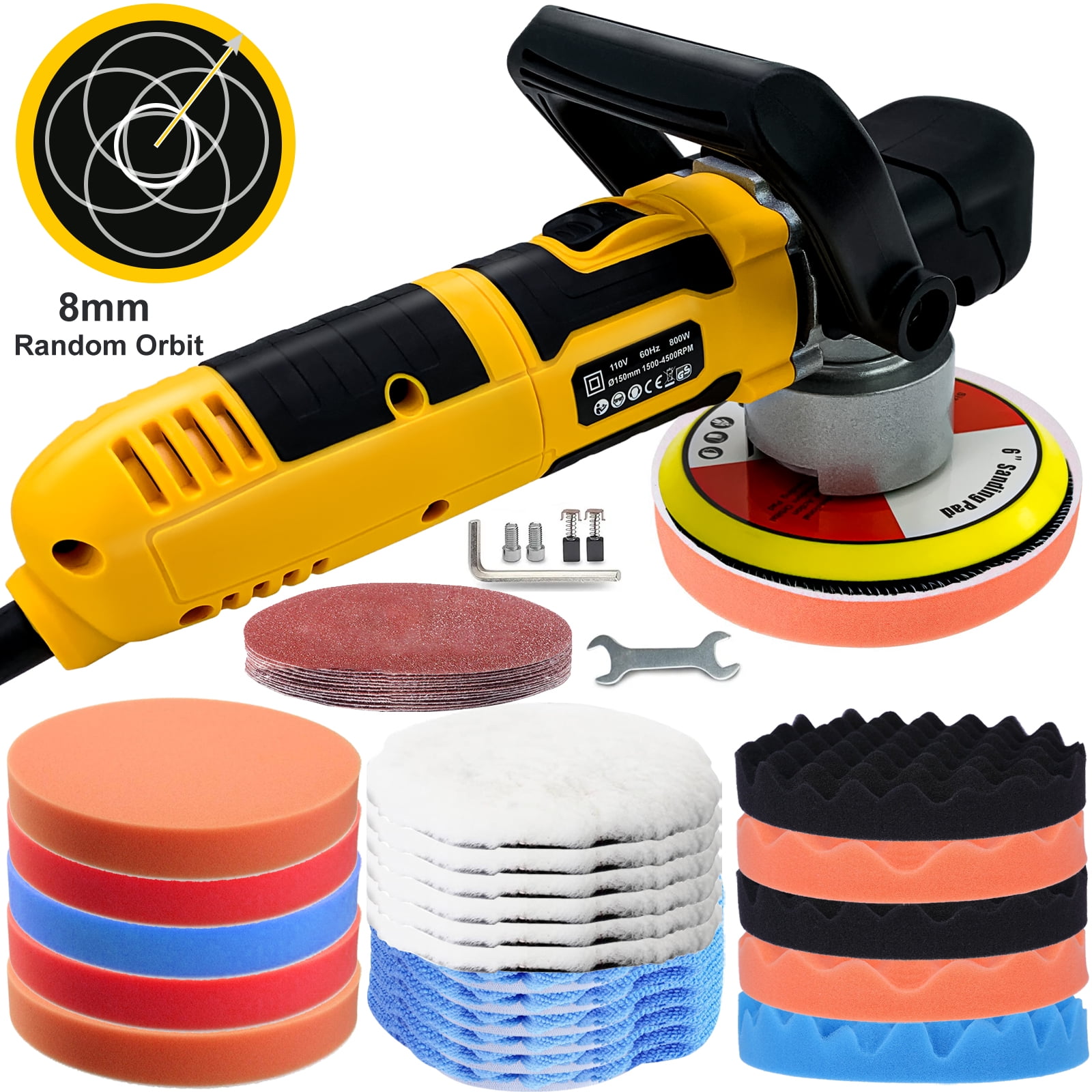 iMeshbean 6-Inch 800W Car Polisher, 6 Variable Speed 8mm Dual Action(DA ...