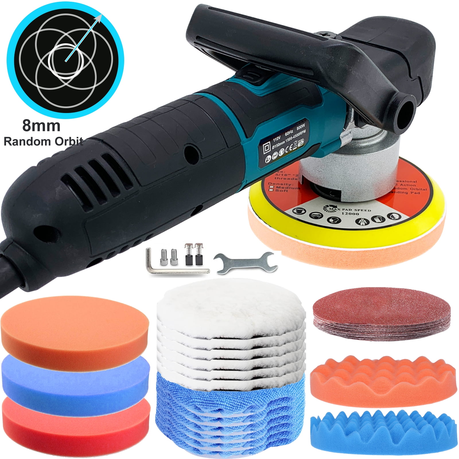 iMeshbean 6-Inch 800W Car Polisher, 6 Variable Speed 8mm Dual Action(DA ...
