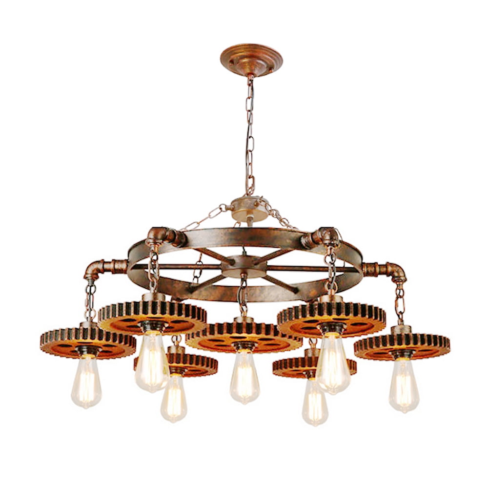 iMeshbean 7 Heads Industrial Rustic Chandelier Pendant Light Fixture ...
