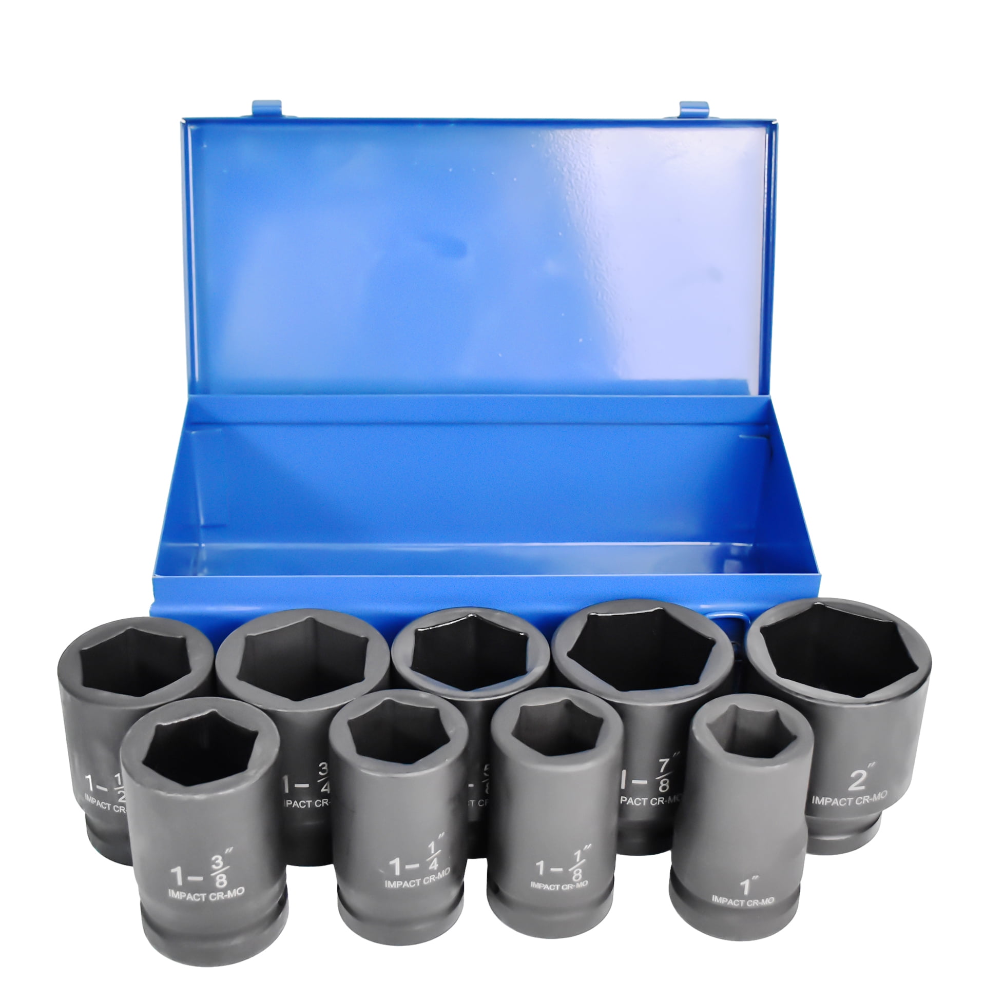 iMeshbean 9 pcs 1" Deep Impact Socket Set 6-Point SAE 1 Inch- 2 Inch CR ...