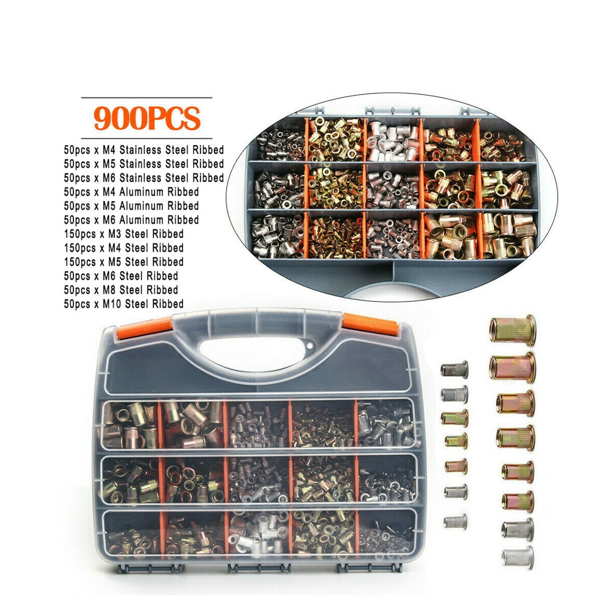 iMeshbean 900pcs Nuts Kit Rivnut Thread Setting Tool Nut Setter NutSert ...