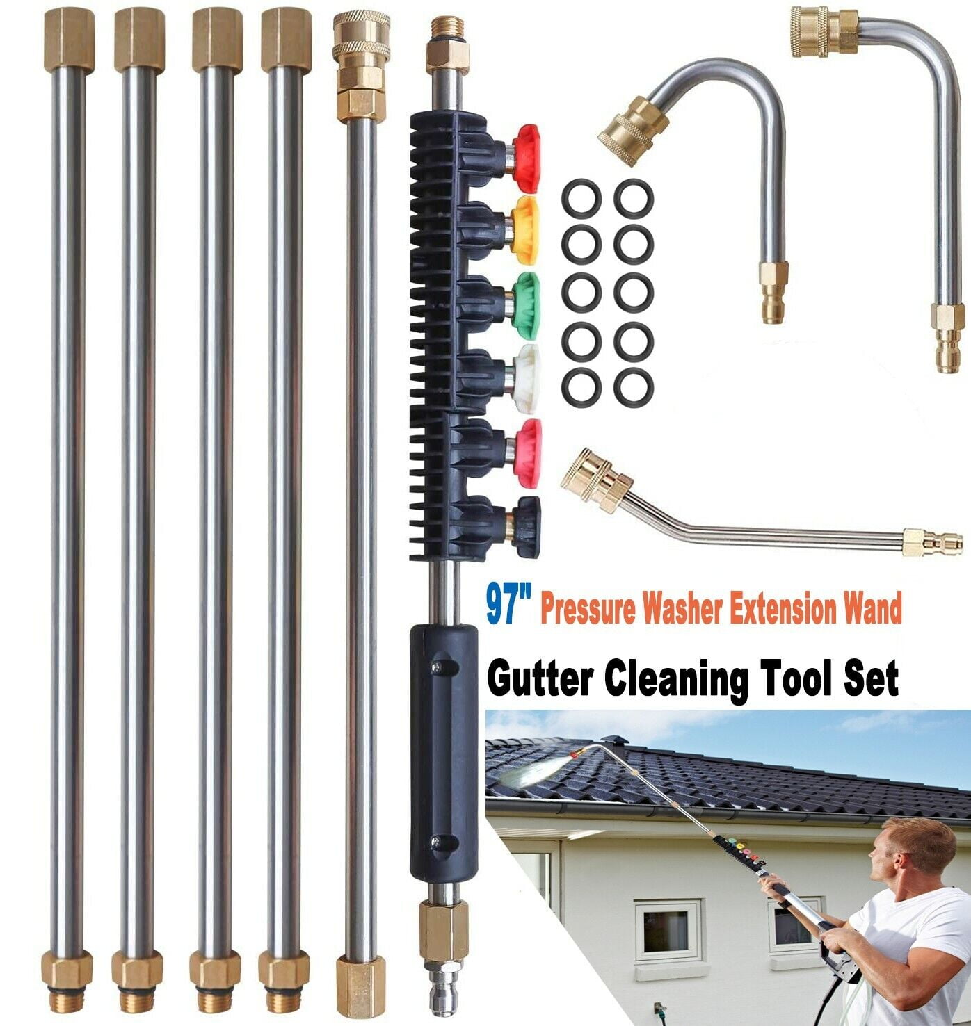"iMeshbean 97"" Pressure Washer Set, 4000 PSI, Telescoping Wand, Quick ...