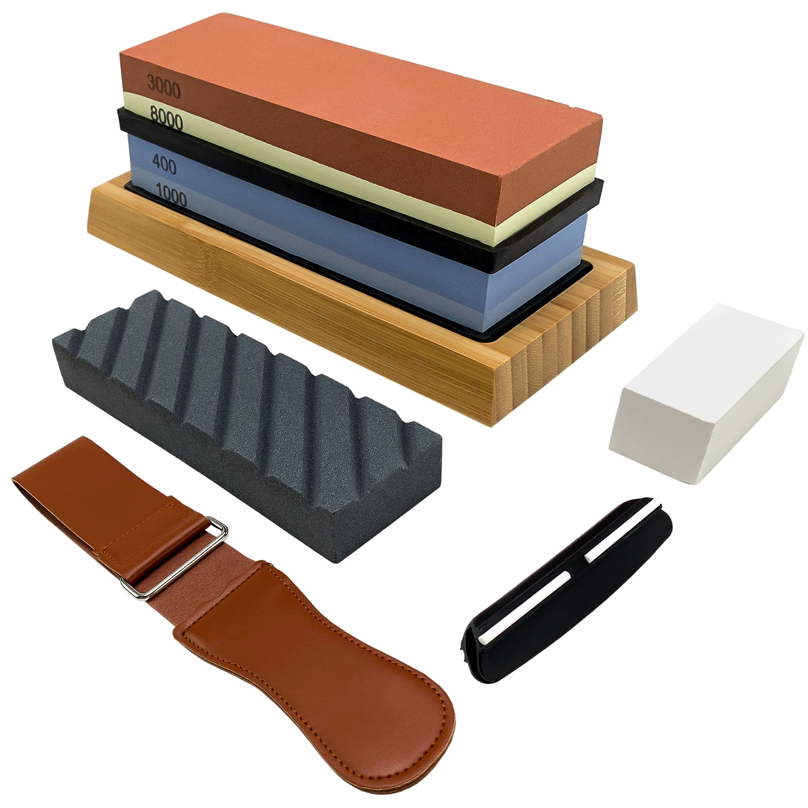 iMeshbean 9PCS Knife Sharpening Stone Set Grit 400/1000 & 3000/8000 ...