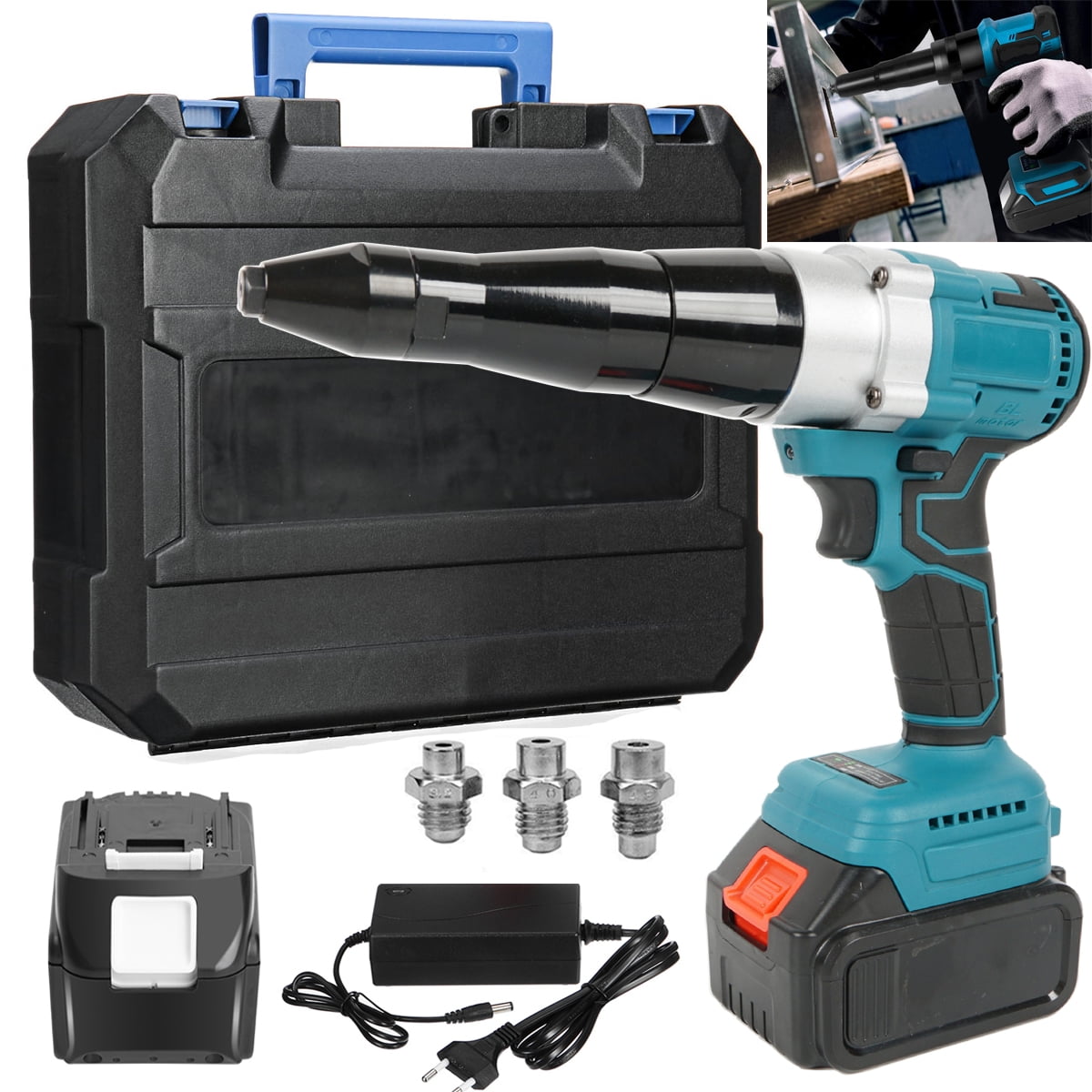 iMeshbean Cordless Rivet Gun Tool, 21V Electric Automatic Brushless ...