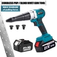 iMeshbean Cordless Rivet Gun Tool, 21V Brushless Blind Riveter Kit, 2 ...