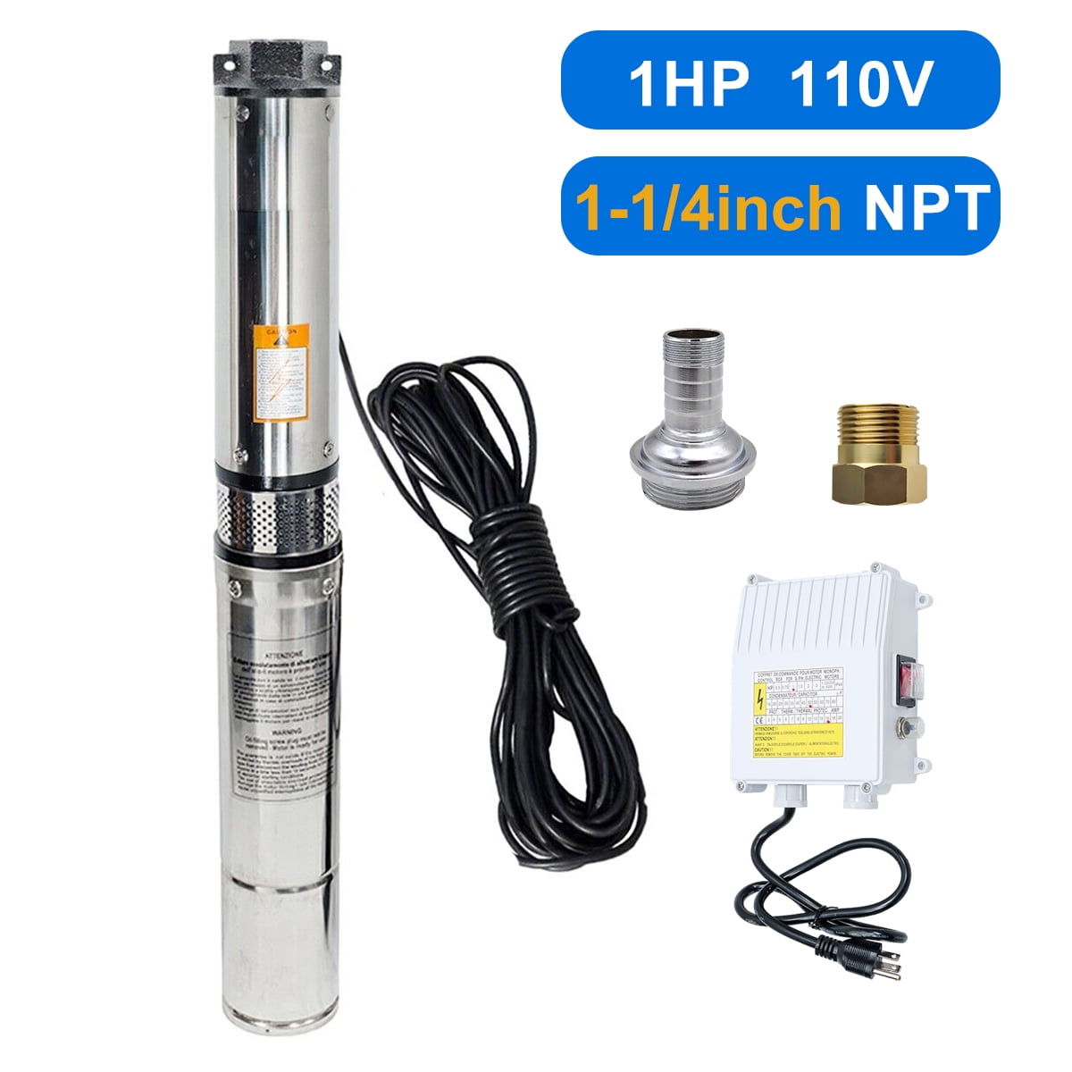 iMeshbean Deep Submersible Well Pump 1HP 35GPM 207ft Head with 100ft ...