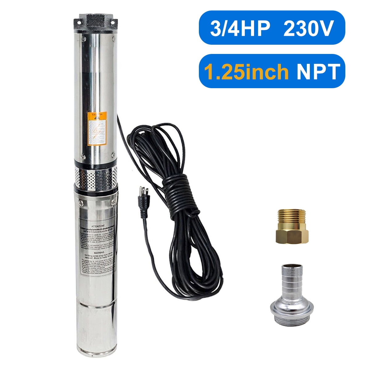 Imeshbean, 3/4HP, 4.6 A, 230V, Electric Cable, Deep Submersible Well ...