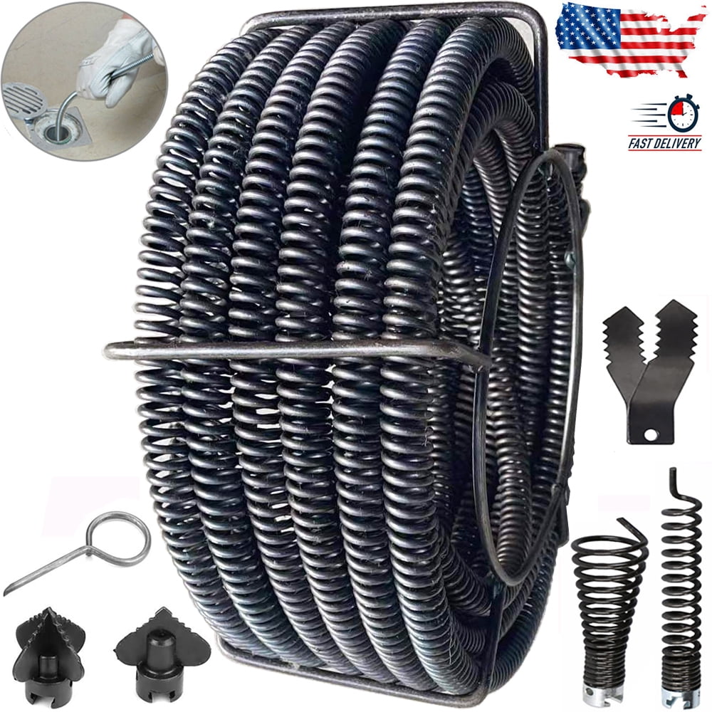 iMeshbean Heavy Duty 45' x 7/8" Flexible Plumbing Drain Cleaning Cable ...