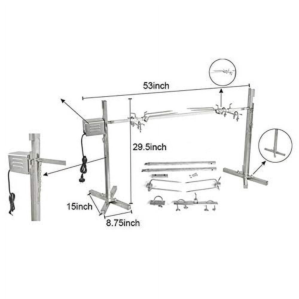 iMeshbean Electric BBQ Rotisserie Grill Kit，90LBS Stainless Steel Large ...