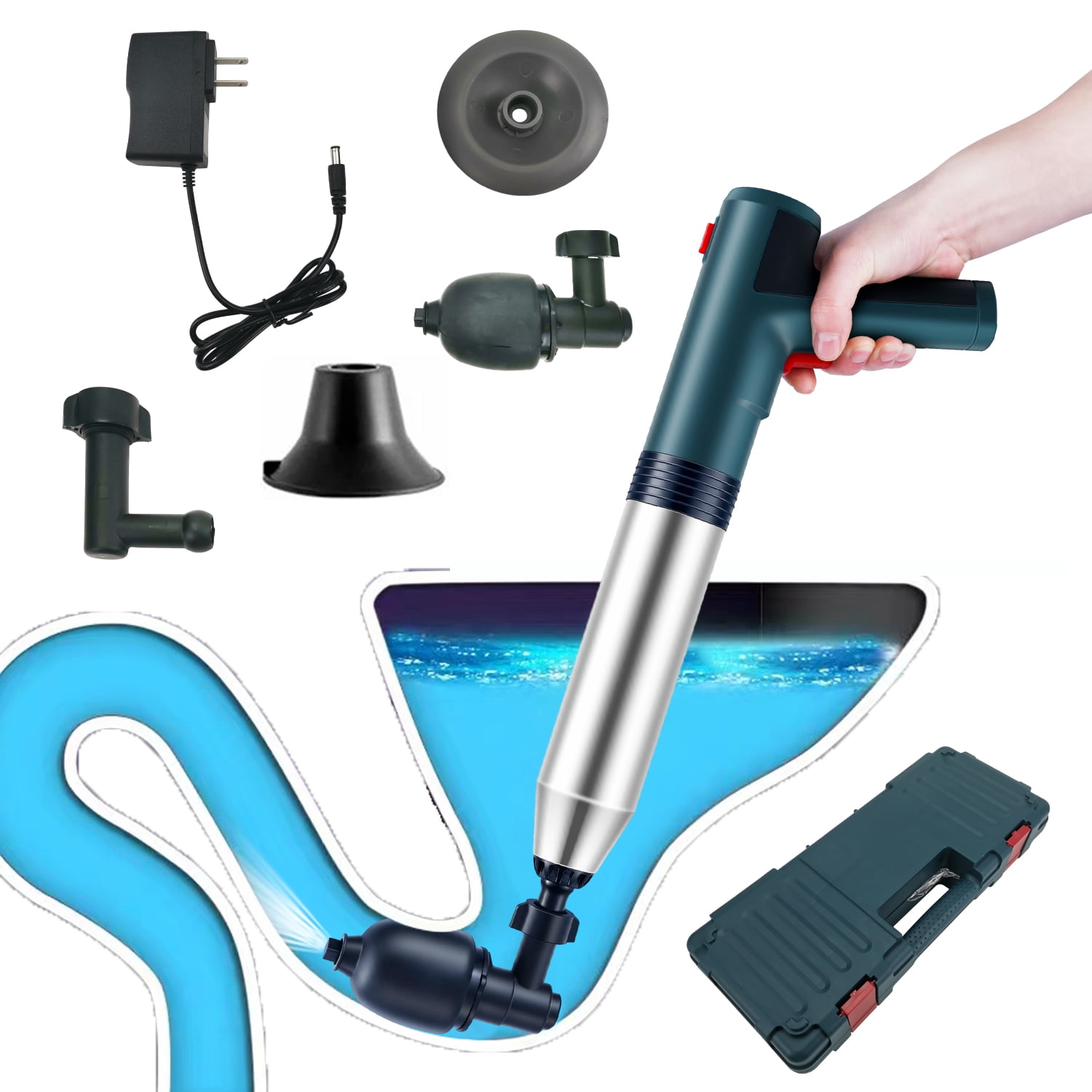iMeshbean Electric Toilet Plunger,High Pressure Air Electric Gun Toilet ...