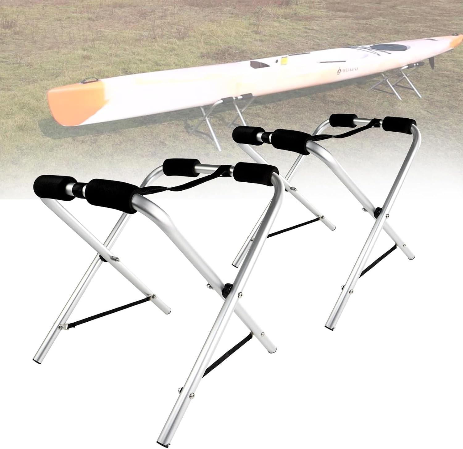 iMeshbean Folding Kayak Stand,2 Pack Portable Racks for Kayaks,165 LBS ...
