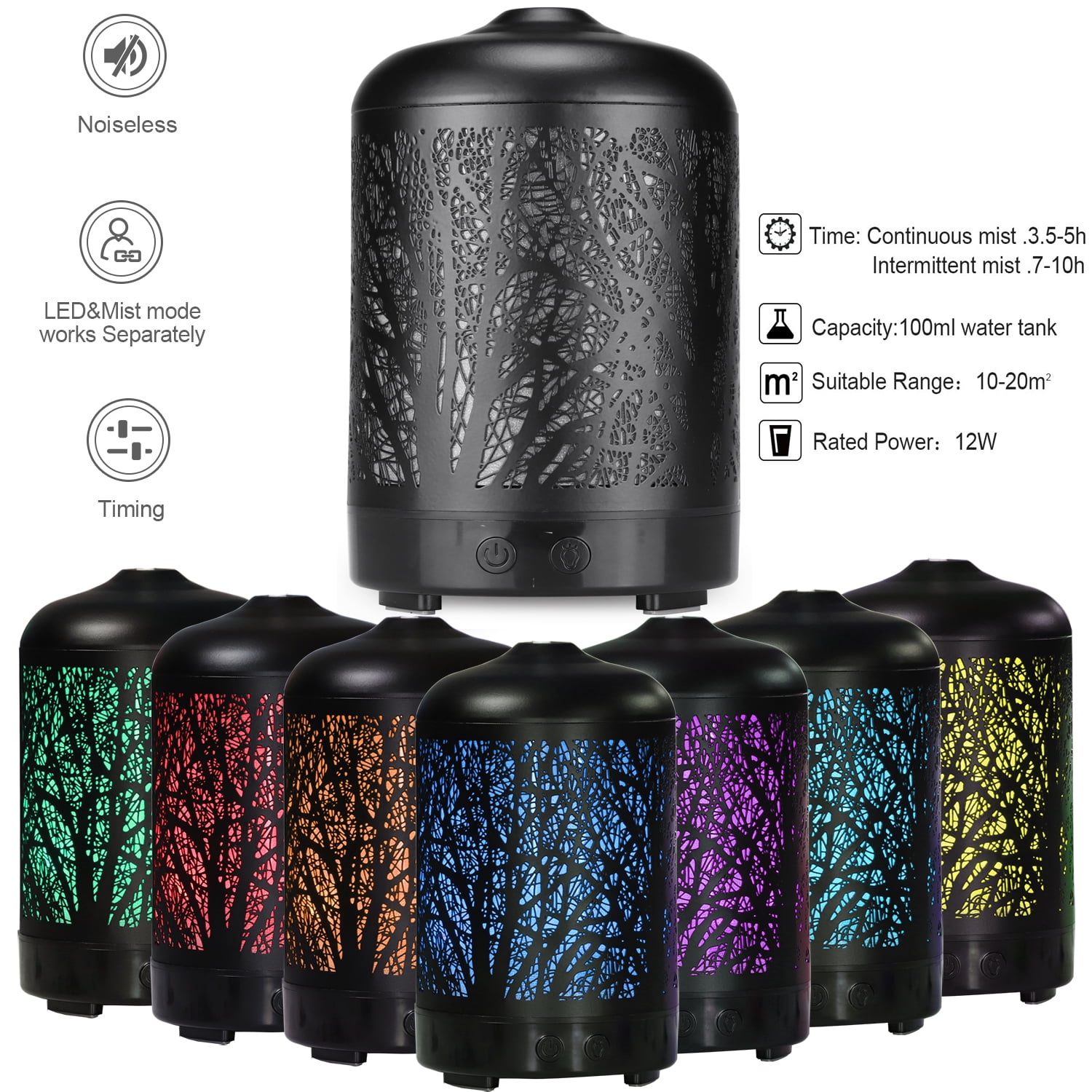 iMeshbean Forest LED Humidifier Essential Oil Diffuser Metal ...