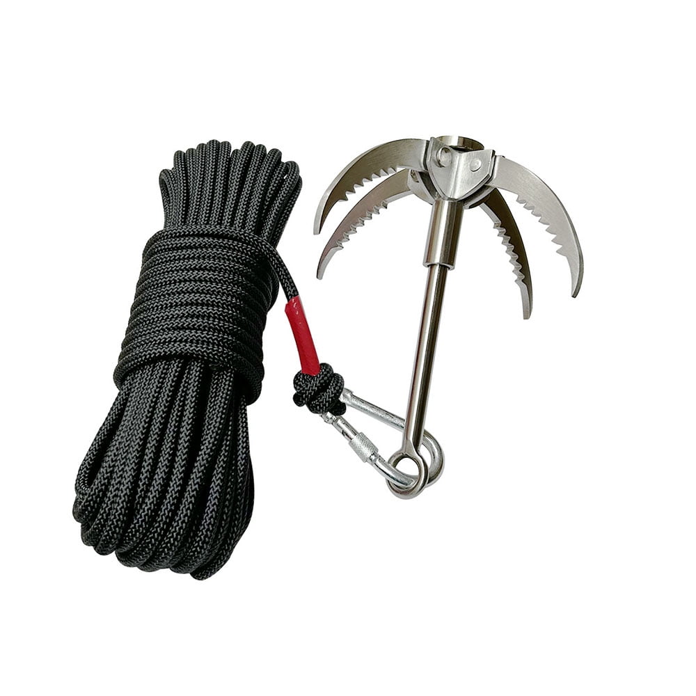 iMeshbean Grappling Hook Stainless Steel Claw Carabiner with Rope,4 ...