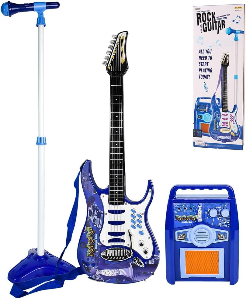 iMeshbean Guitar and Microphone Play Set for Kids,Adjustable Height ...