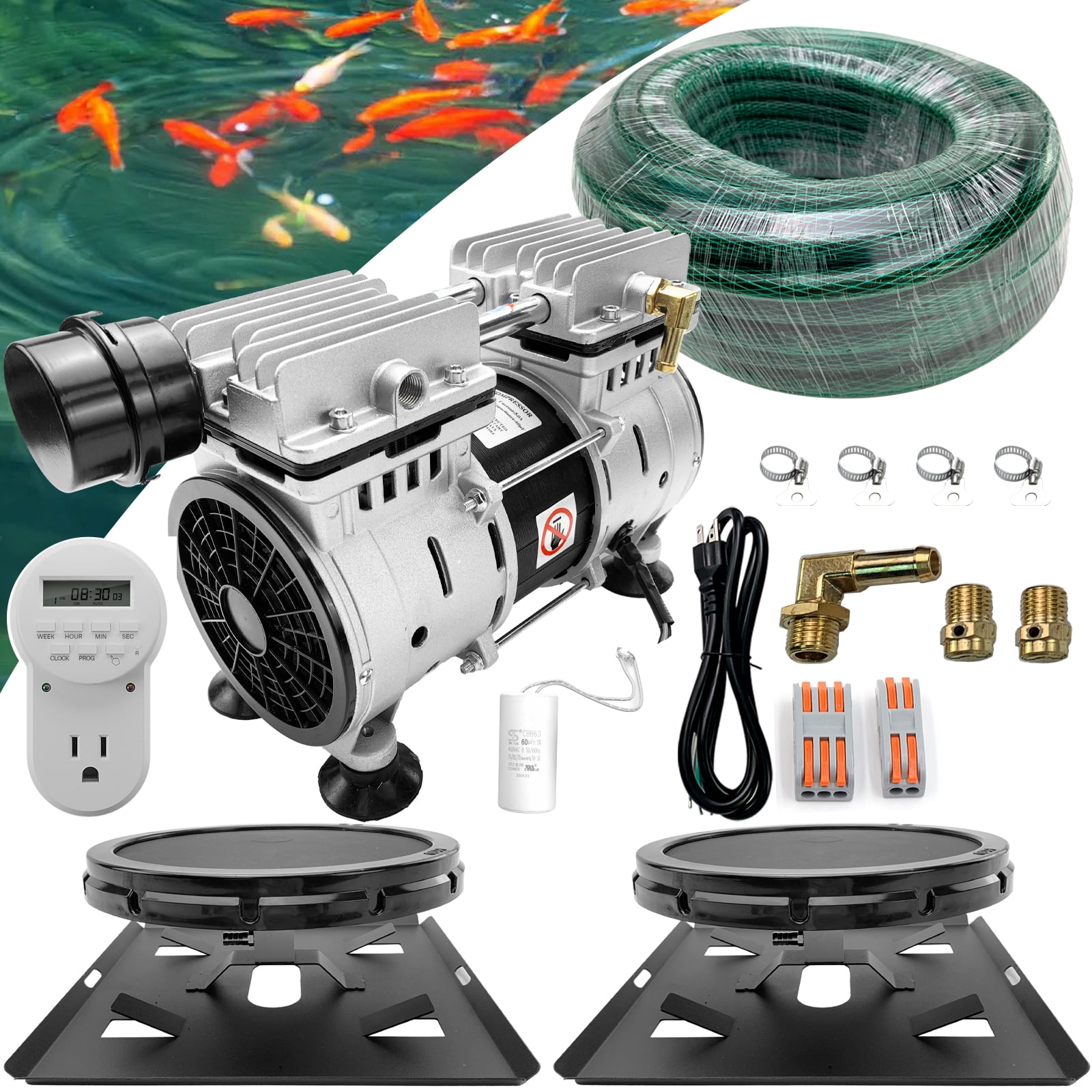 iMeshbean Pond Aerator Lake Aeration System 3/4Hp 100' Weighted Tubing ...