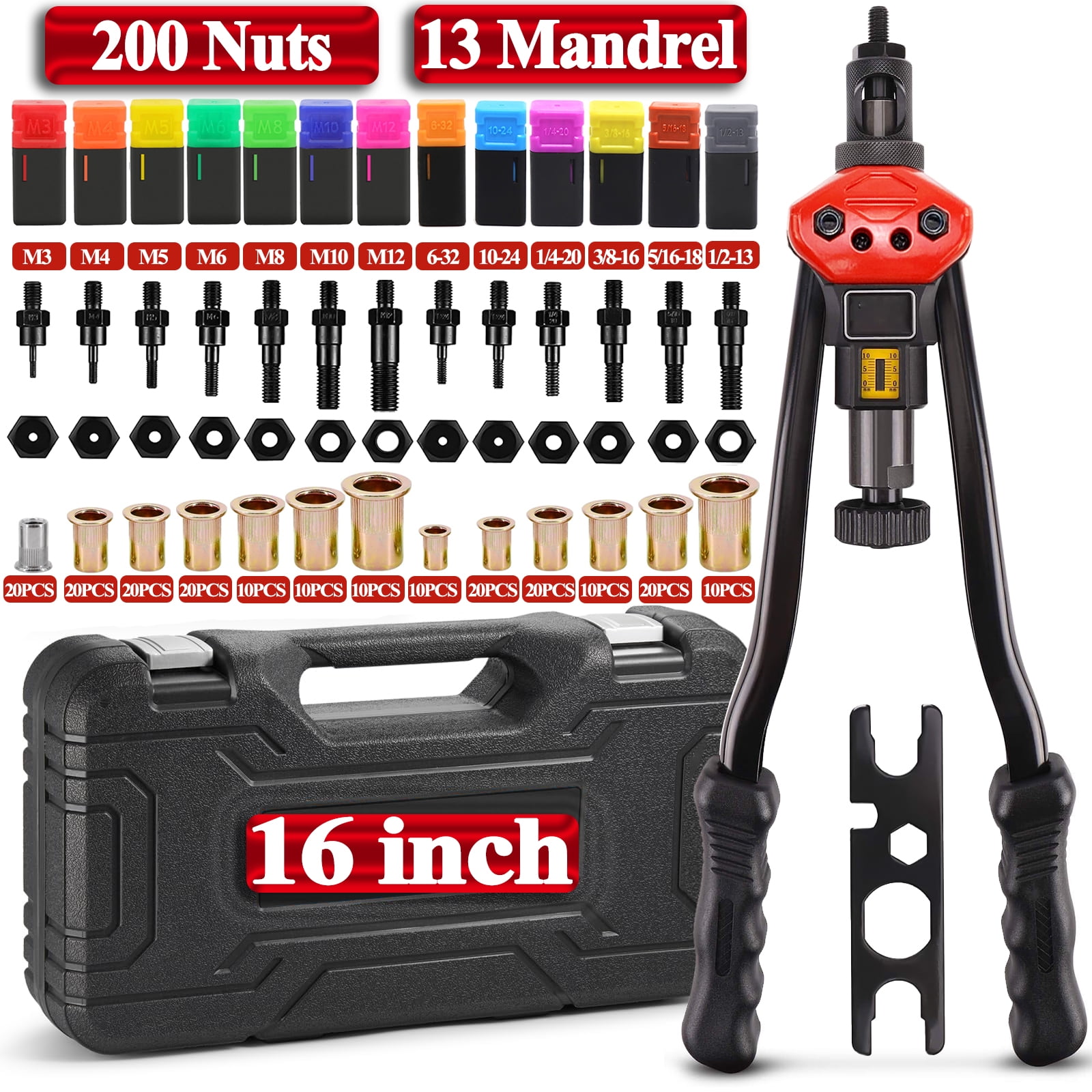 iMeshbean Rivet Nut Gun Kit Rivnut Setting Tools Nut Setter Tool Hand ...
