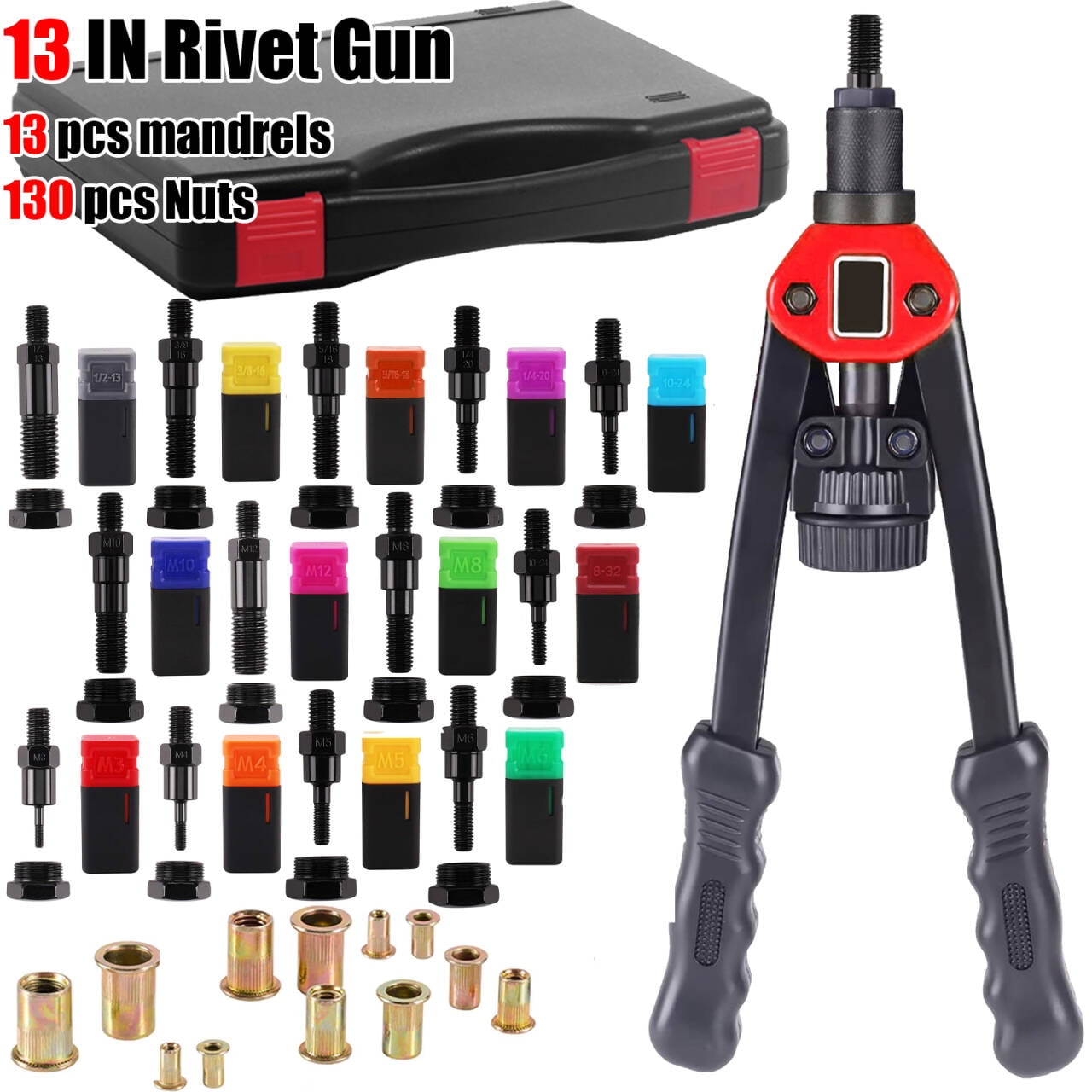 iMeshbean Rivet Nut Tool, 13" Rivet Nut Tool Kit with 13Pcs Mandrels ...