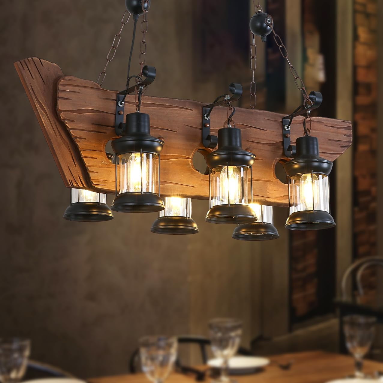 iMeshbean Rustic Chandelier Farmhouse Rustic Light Fixtures for Dining ...