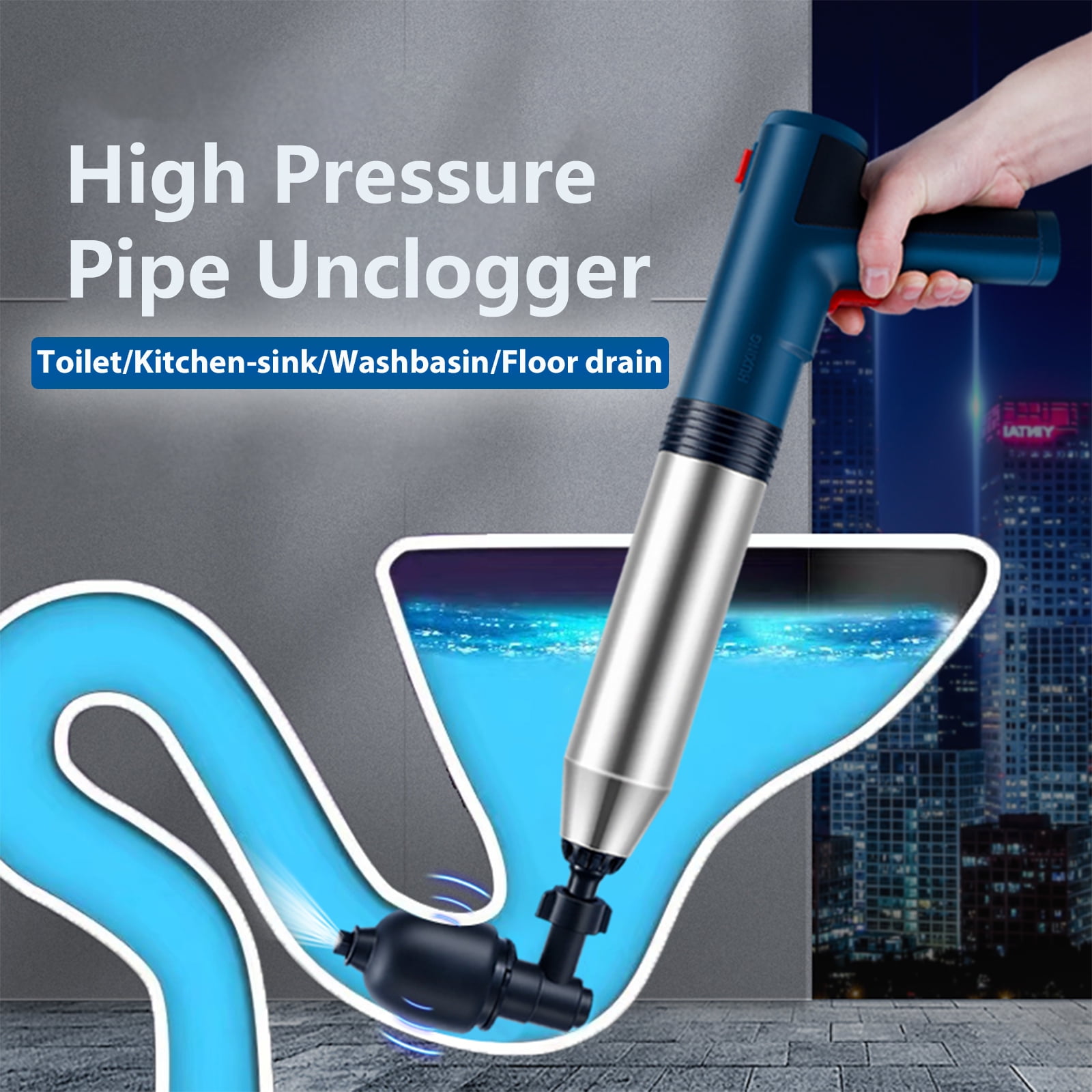 iMeshbean Electric Toilet Plunger, High Pressure Air Drain Blaster ...