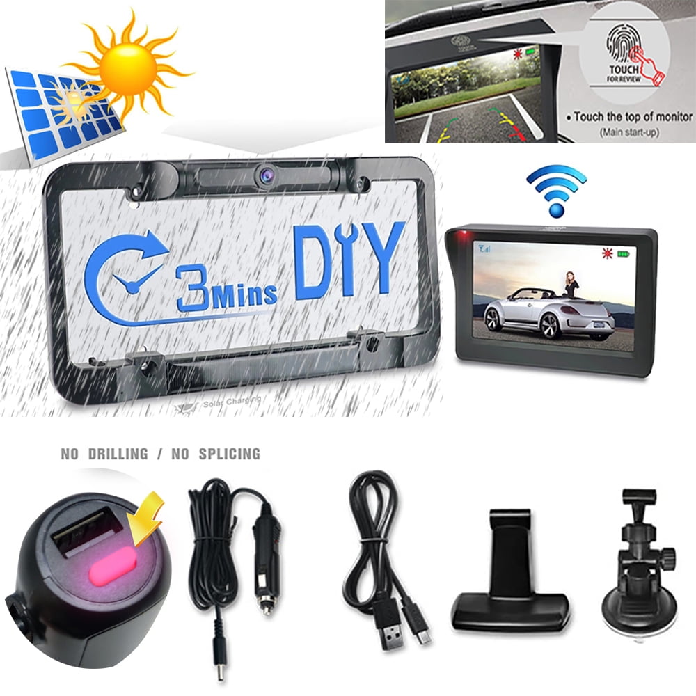 iMeshbean Wireless Waterproof HD Solar License Plate Rear View Backup ...