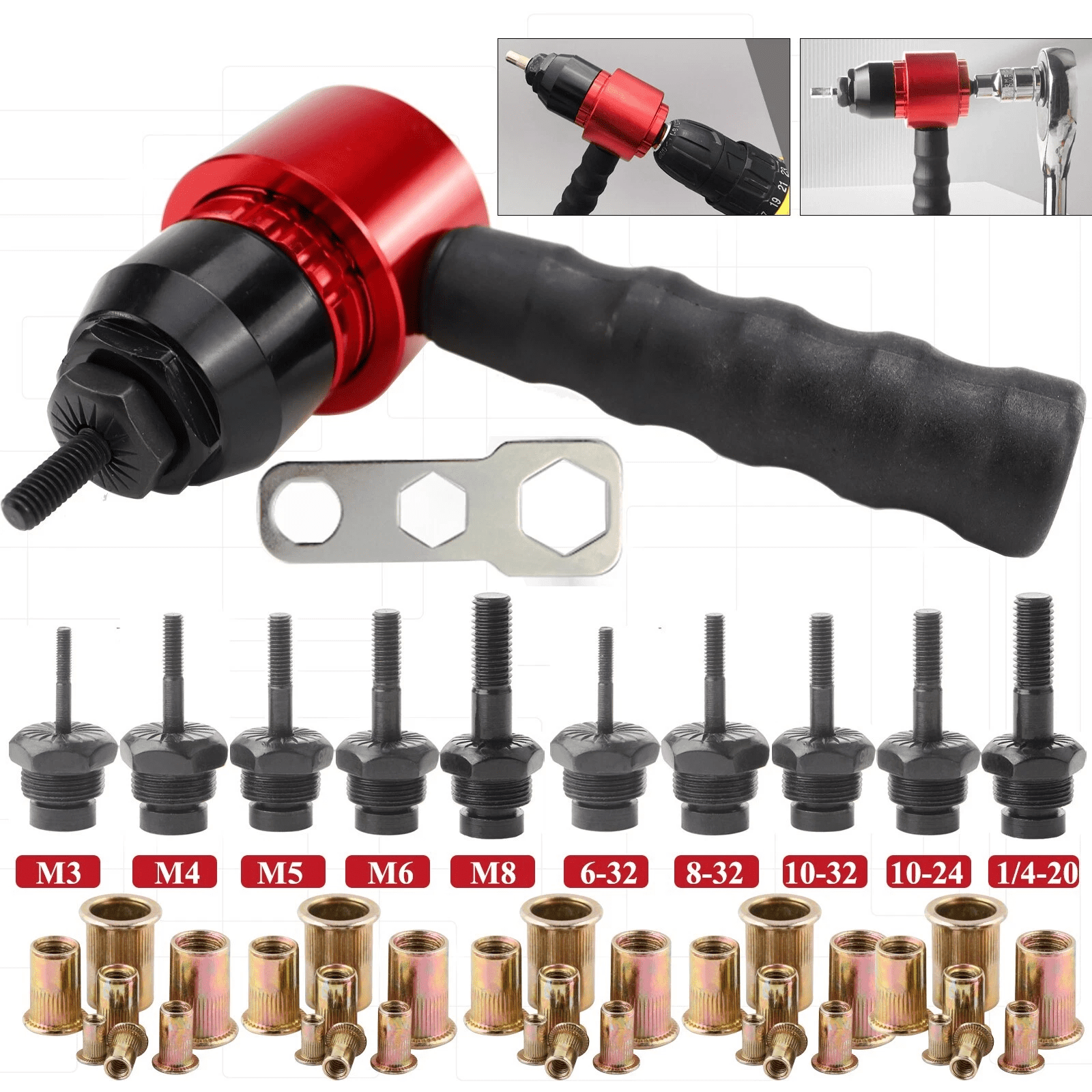 iMeshbean Electric Rivet Nut Tool Adapter, Cordless Rivet Gun Kit for ...