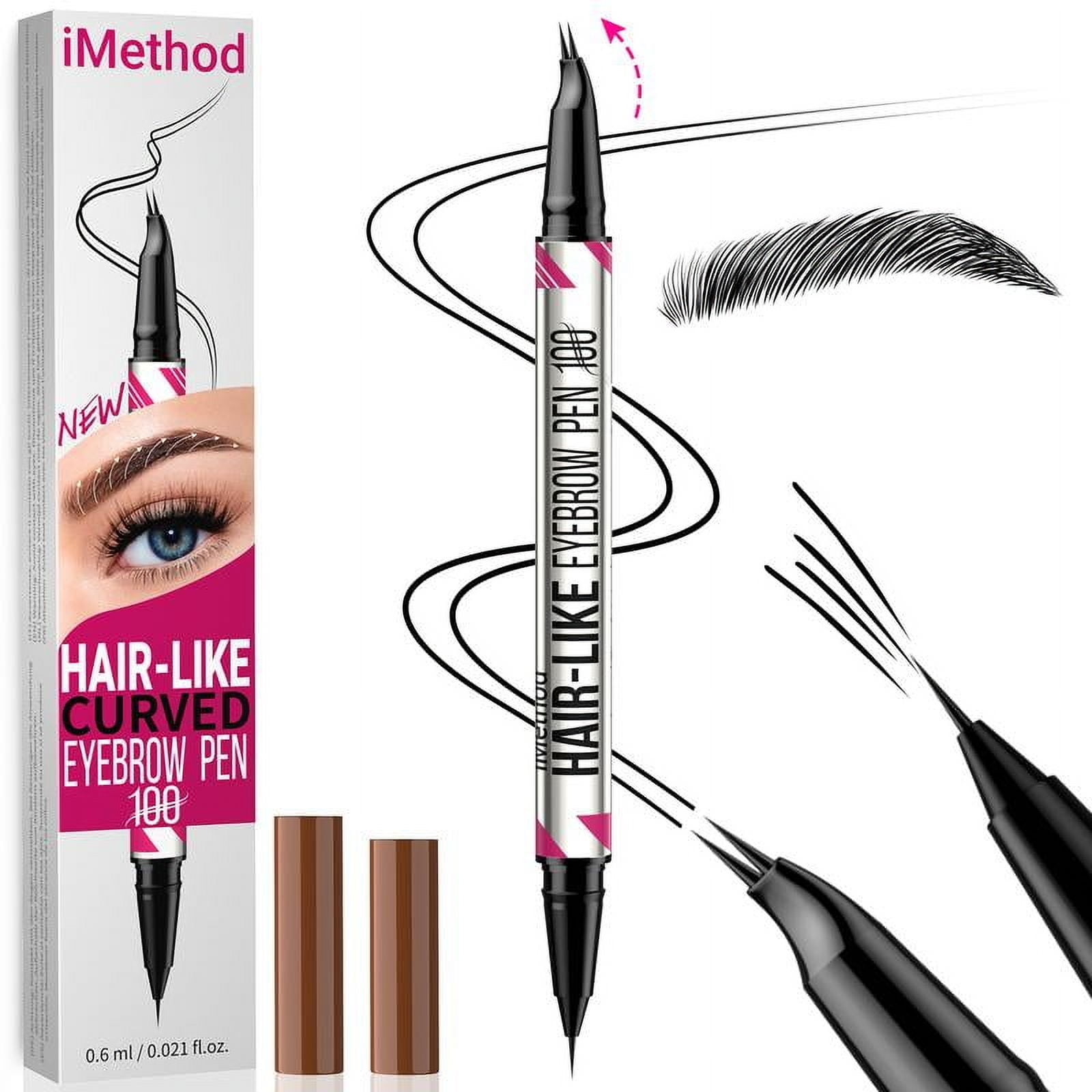Curved Eyebrow Pen - Microblading, Liquid, 2-in-1 Dual-Ended with Micro ...