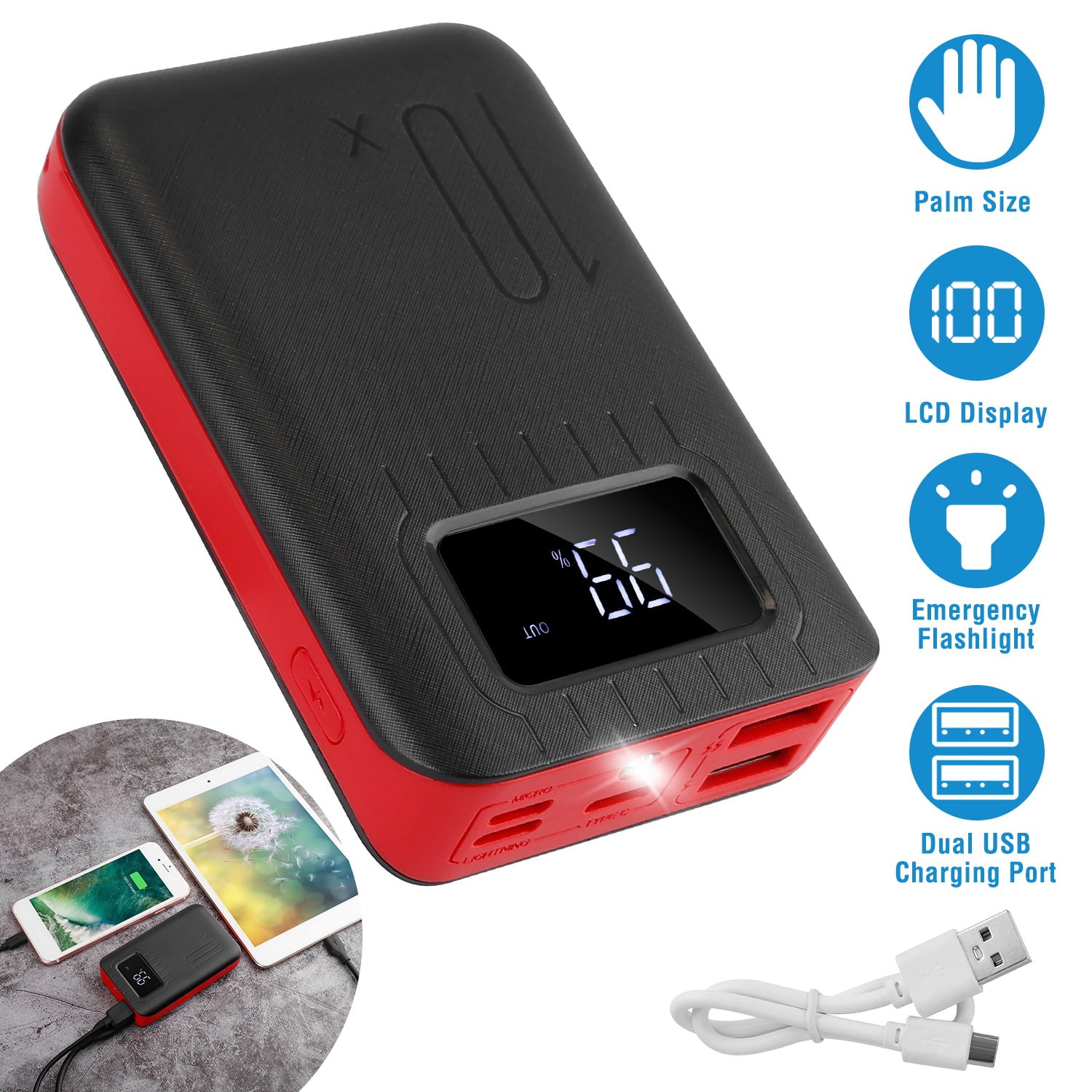 Moclever 10000mAh Portable Power Bank External Battery Pack Charger ...