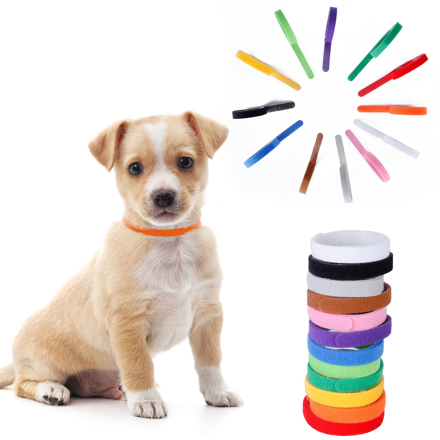 Moclever 12 Colors Whelping Puppy ID Collars, Adjustable Double-Sided ...