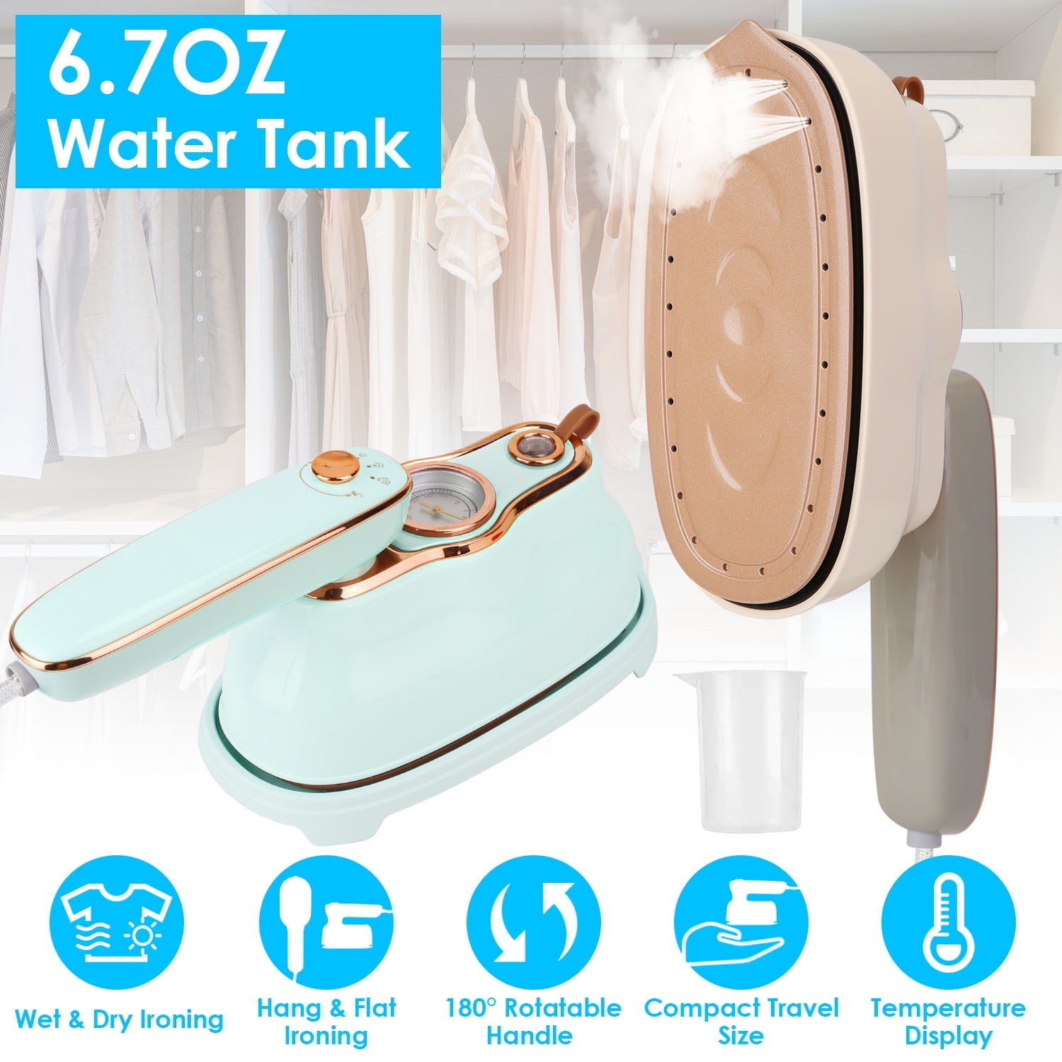 Moclever 1200W Portable Handheld Steamer, Foldable Garment Steamer with ...